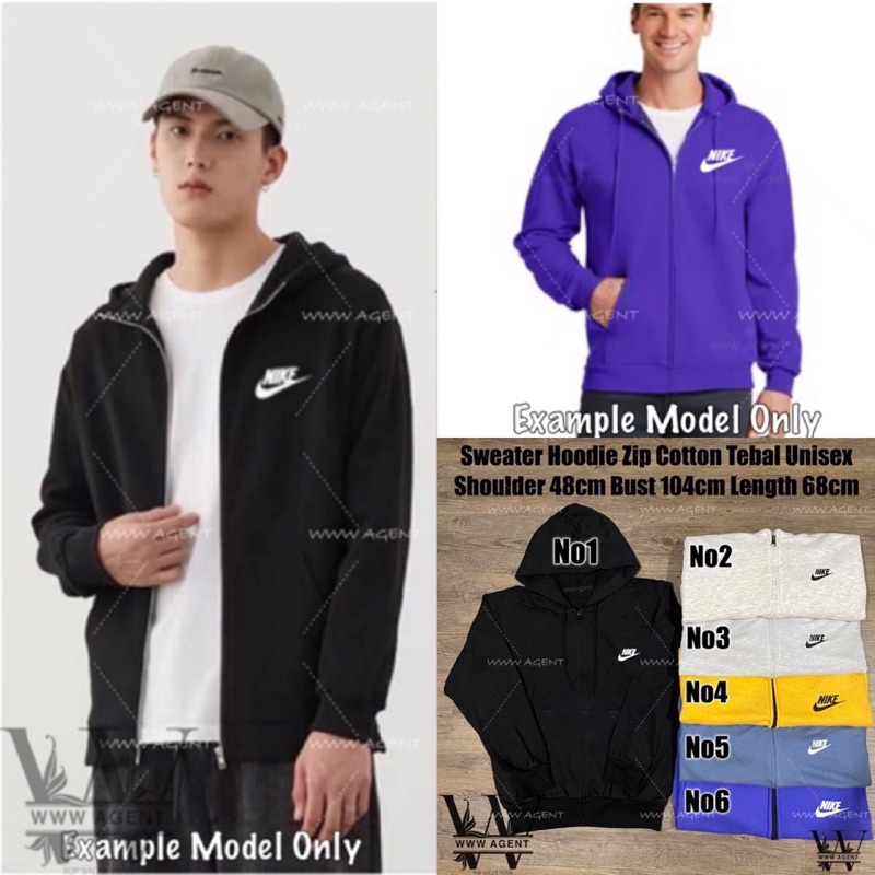 Casual Sweater Hoodie Zip Cotton Unisex | Shopee Malaysia