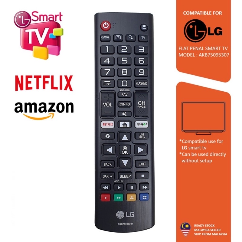 Remote Control AKB75095307 for LG AKB75095303 Led Smart TV 55LJ550M 32L ...