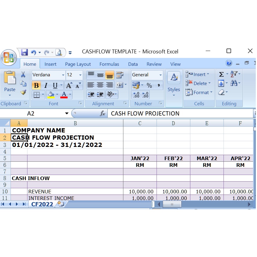 Simple Cash Flow Projection Excel Template For New Business Owners ...