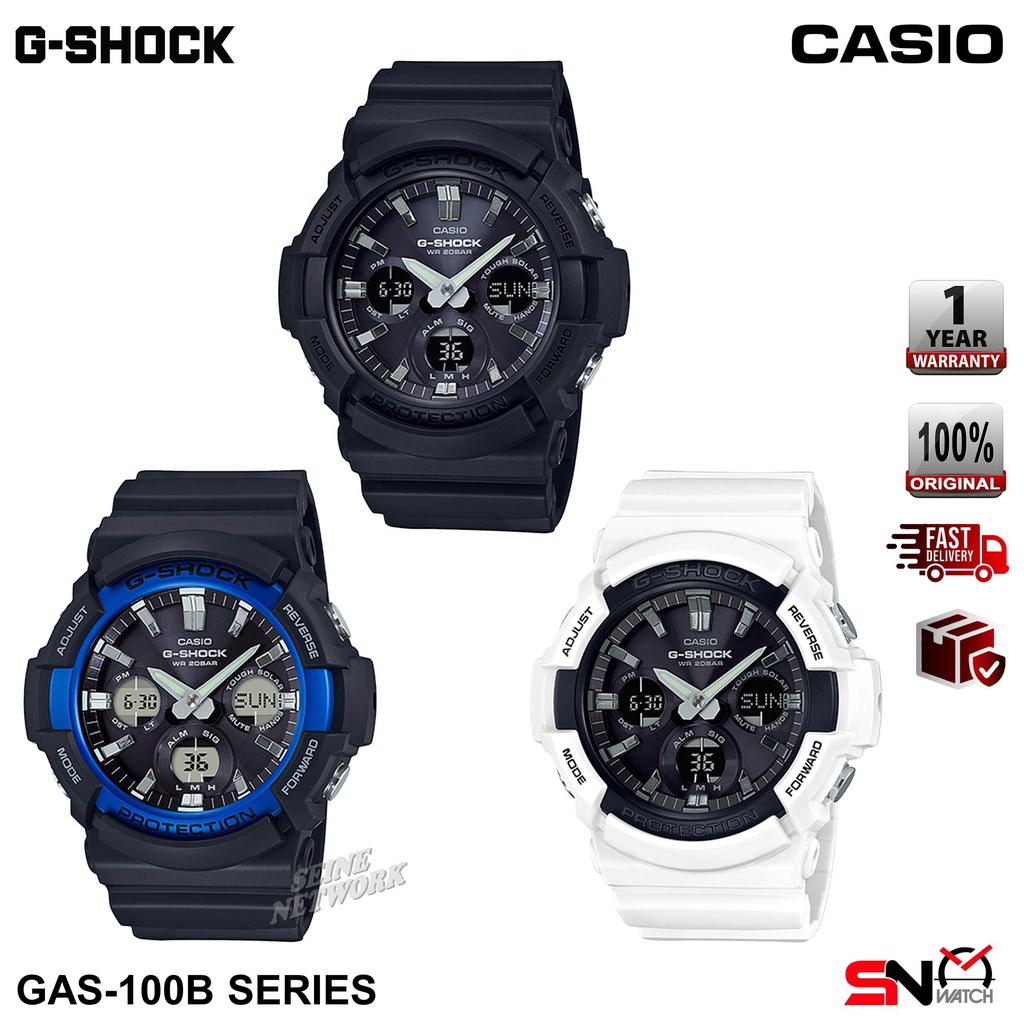 Casio G-Shock GAS-100B Tough Solar Analog Digital Resin Band Men Sports ...