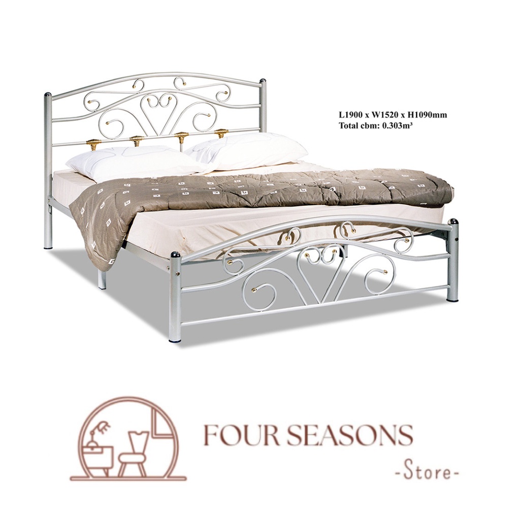 [1 unit 1 order] Queen Bed Metal Bed Frame/Double Bed/Bedroom Furniture ...