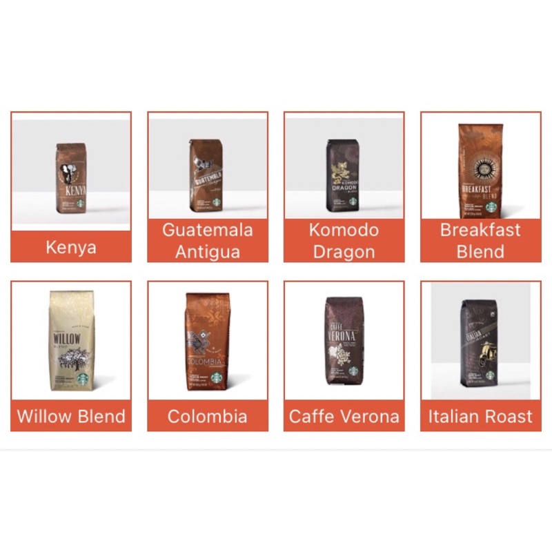 Starbucks Whole Bean Coffee 250g Kenya/ Komodo Dragon/ Breakfast Blend ...