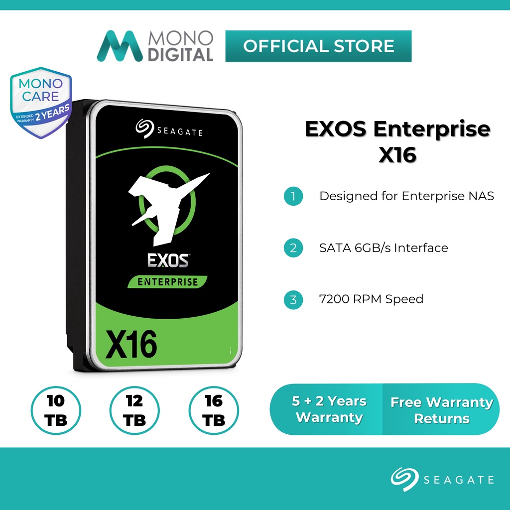 Seagate Exos X16 Enterprise Internal Hard Disk HDD SATA 6GB/s 7200 RPM ...
