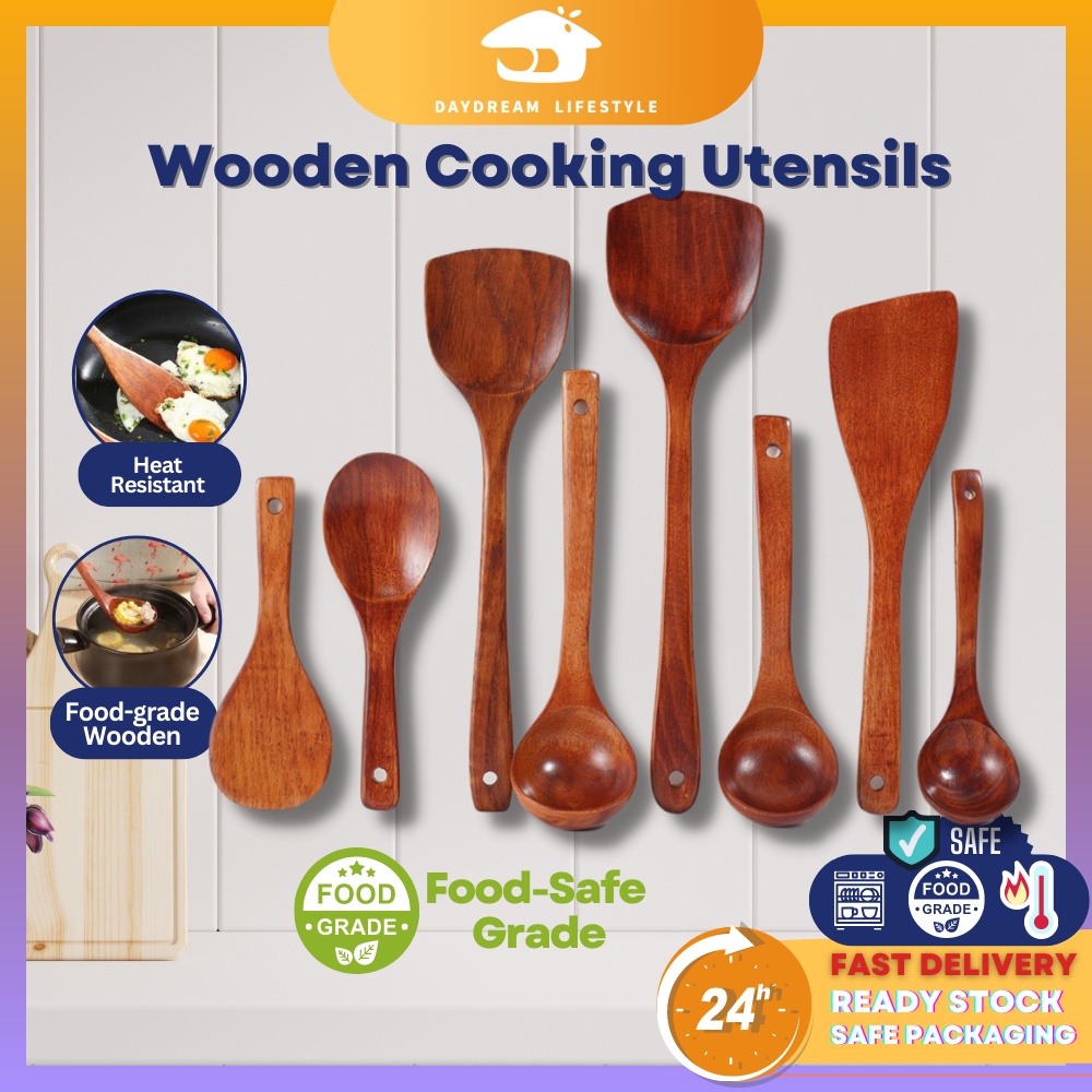 DAYDREAM Wooden Cooking Utensils Kitchen Utensil Set Premium Wooden ...
