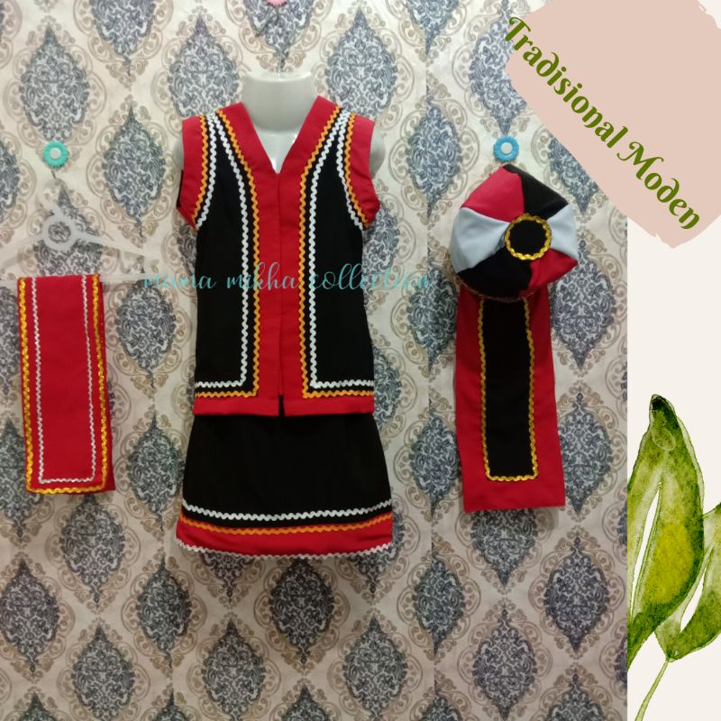 Baju Tradisional Moden Bidayuh/Dayak Borneo Sarawak Kanak-kanak ...