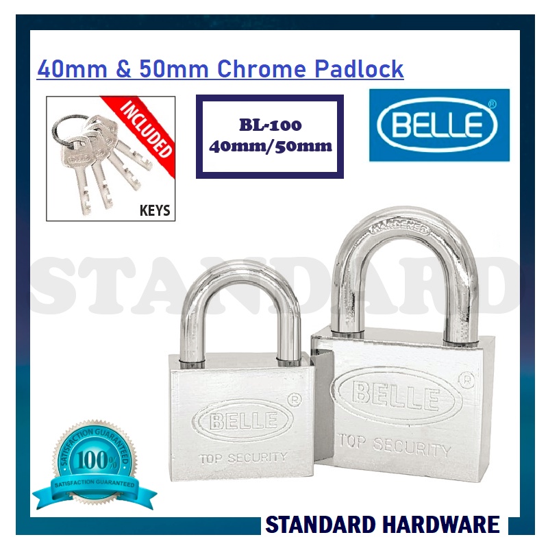 BELLE 40mm / 50mm Chrome Padlock ( Gembok ) | Shopee Malaysia