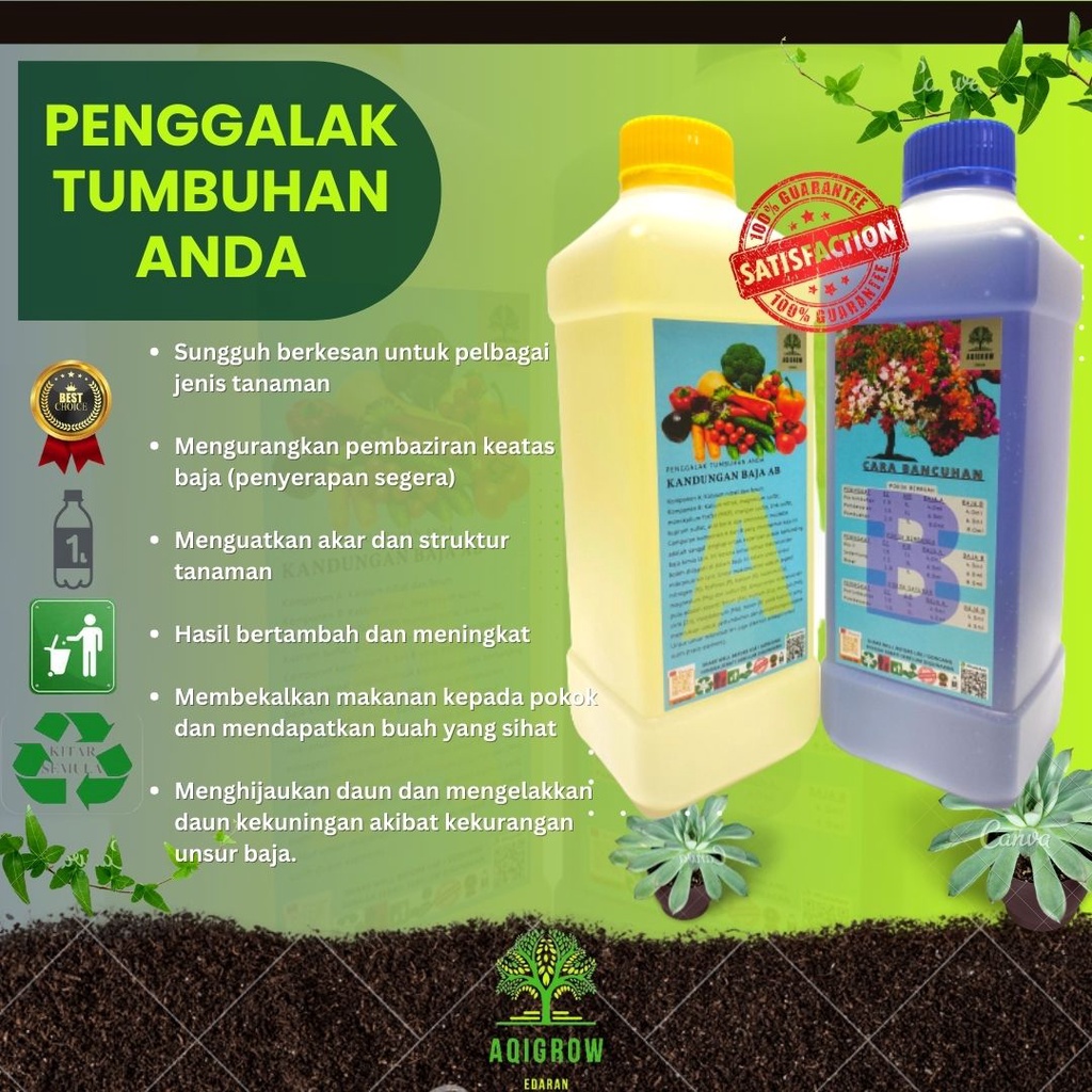 BAJA HIDROPONIK/FERTIGASI BAJA AB 2 Liter(A 1L+ B 1L) | Shopee Malaysia