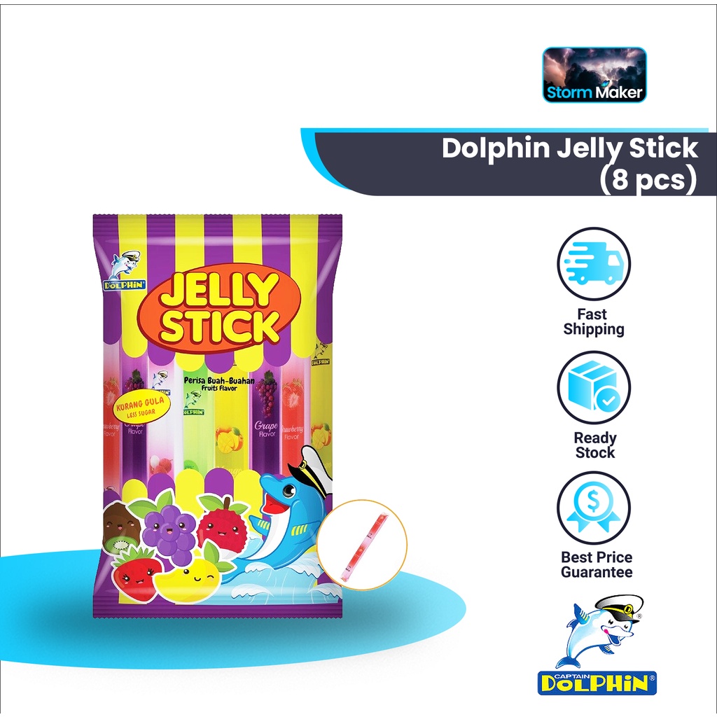 DOLPHIN Jelly Stick 8's In Pack Pudding Jeli Makanan Ringan Traditional ...
