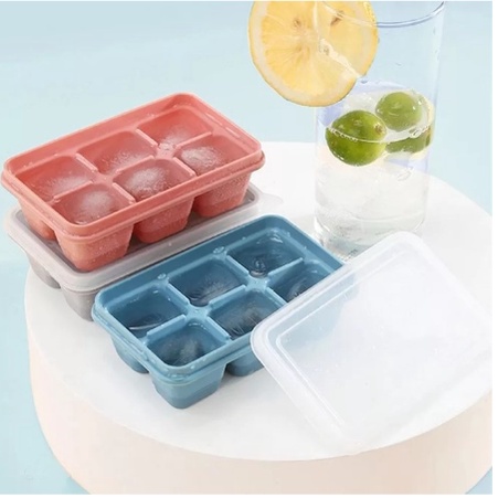 Ice Maker Food Grade Silicone Ice Cube Tray 6 Grids Square Ice Cube ...
