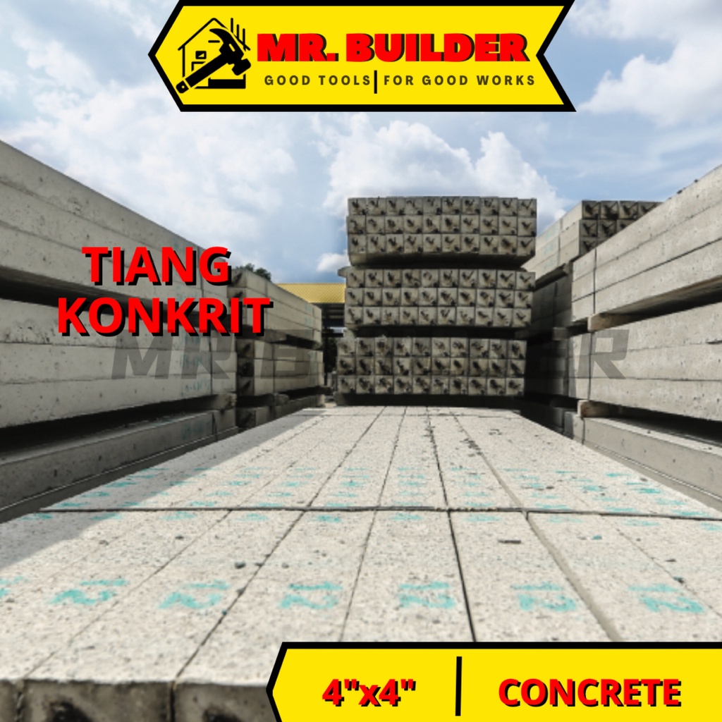 MR BUILDER 4"x4" Concrete Pre Cast Concrete Column 8FT 9FT 10FT 11FT 12 ...