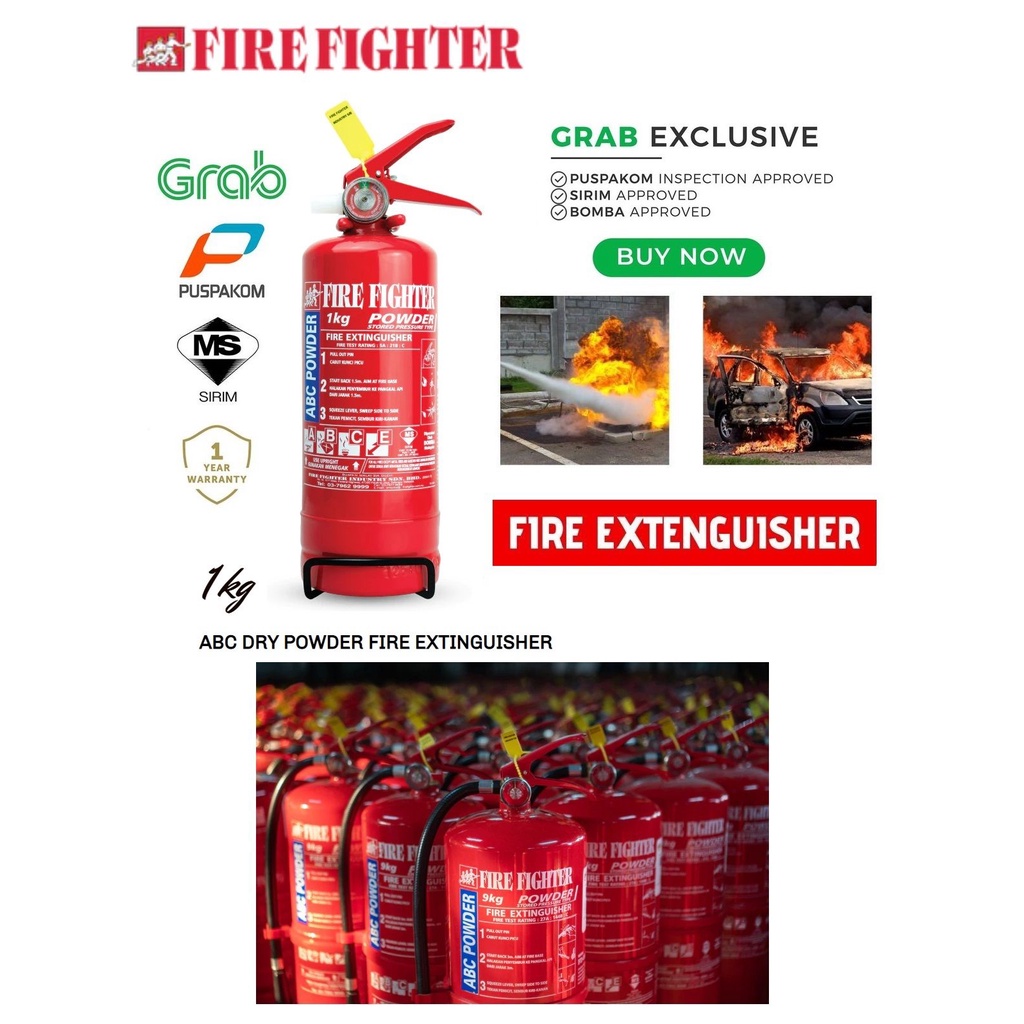 Fire Fighter 1.0kg ABC Portable Fire Extinguisher | Shopee Malaysia