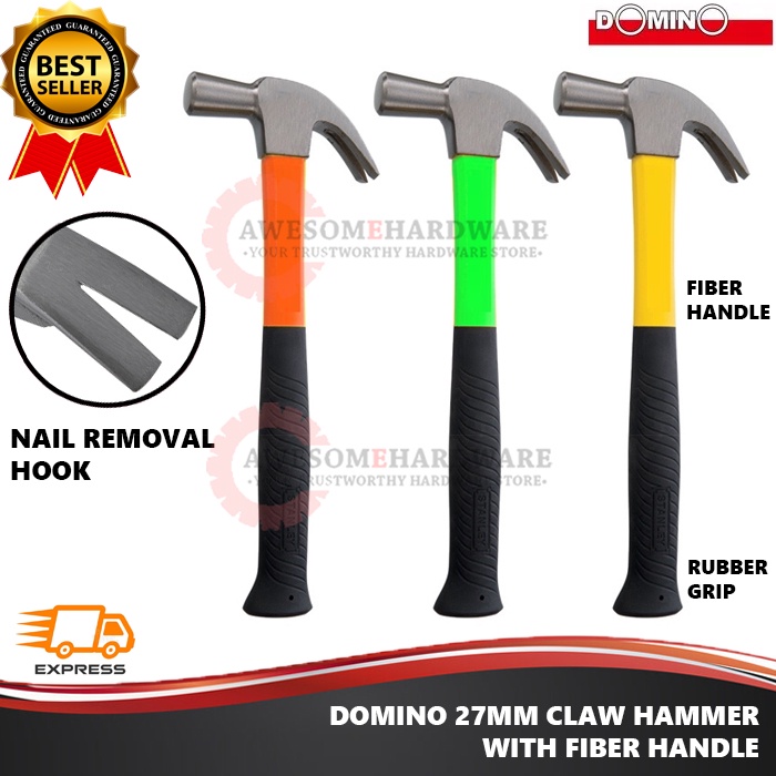 DOMINO COLOURFUL 27MM FIBER HANDLE CLAW HAMMER TUKUL BESI | Shopee Malaysia