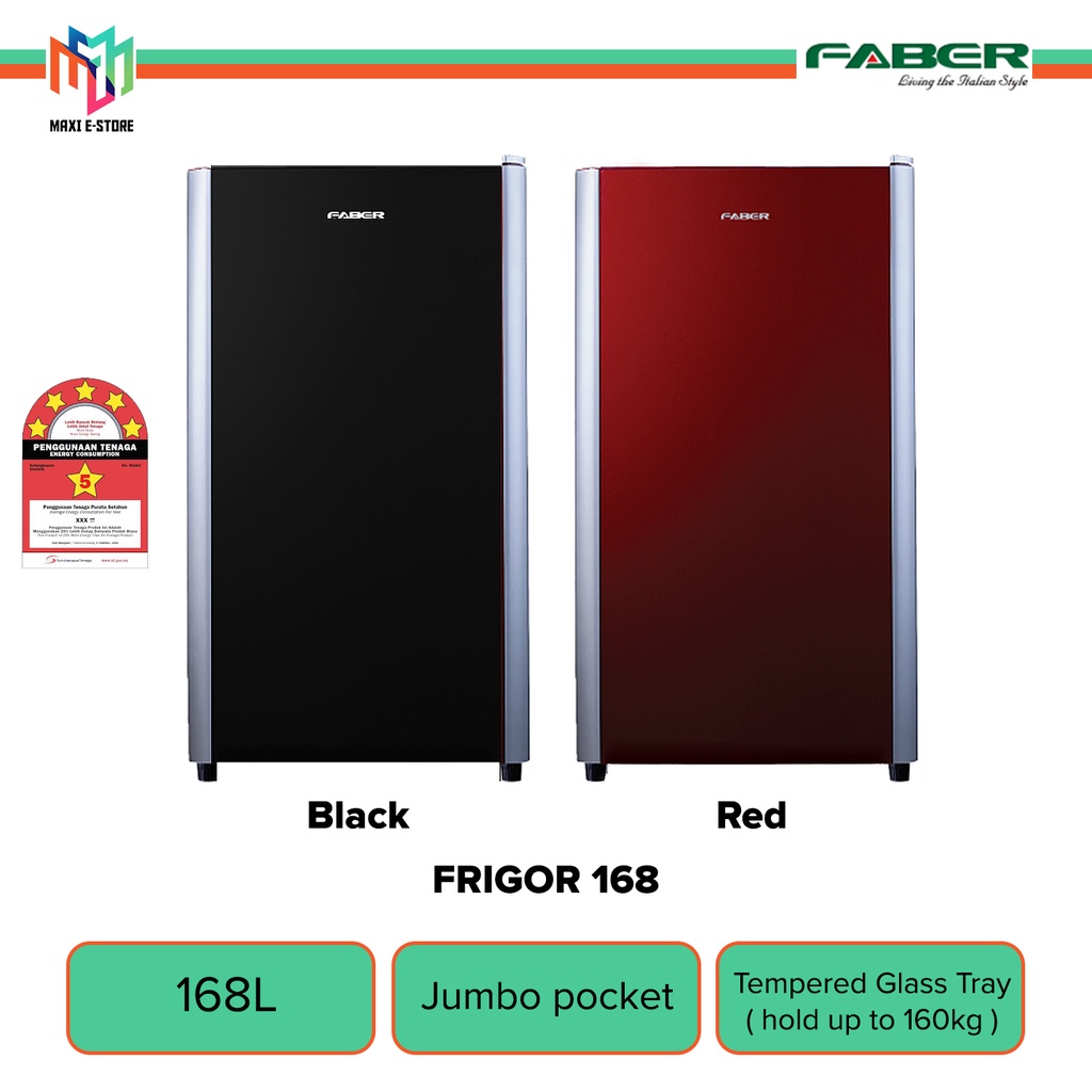 Faber FRIGOR 168 Single Door Glass Finish Refrigerator 168L - 5 Star ...