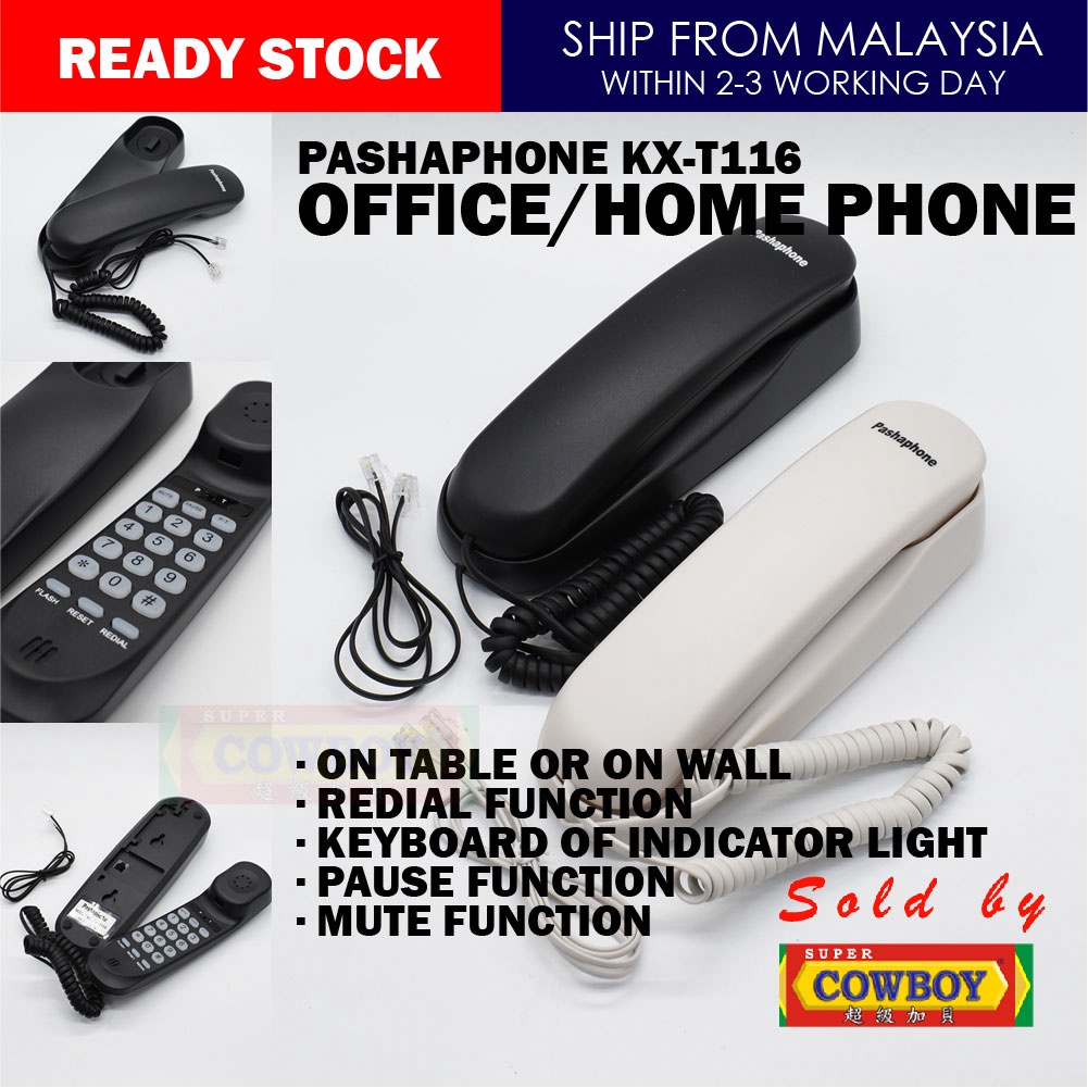 Pashaphone KX-T116 Basic Telephone Telefon Rumah Pejabat Landing Telephone Office Phone | Shopee ...