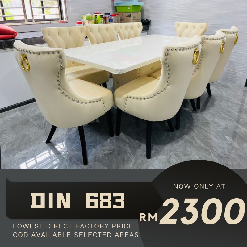 Classic Chesterfield Dining Marble Set Dining Table Dining Chair Set ...