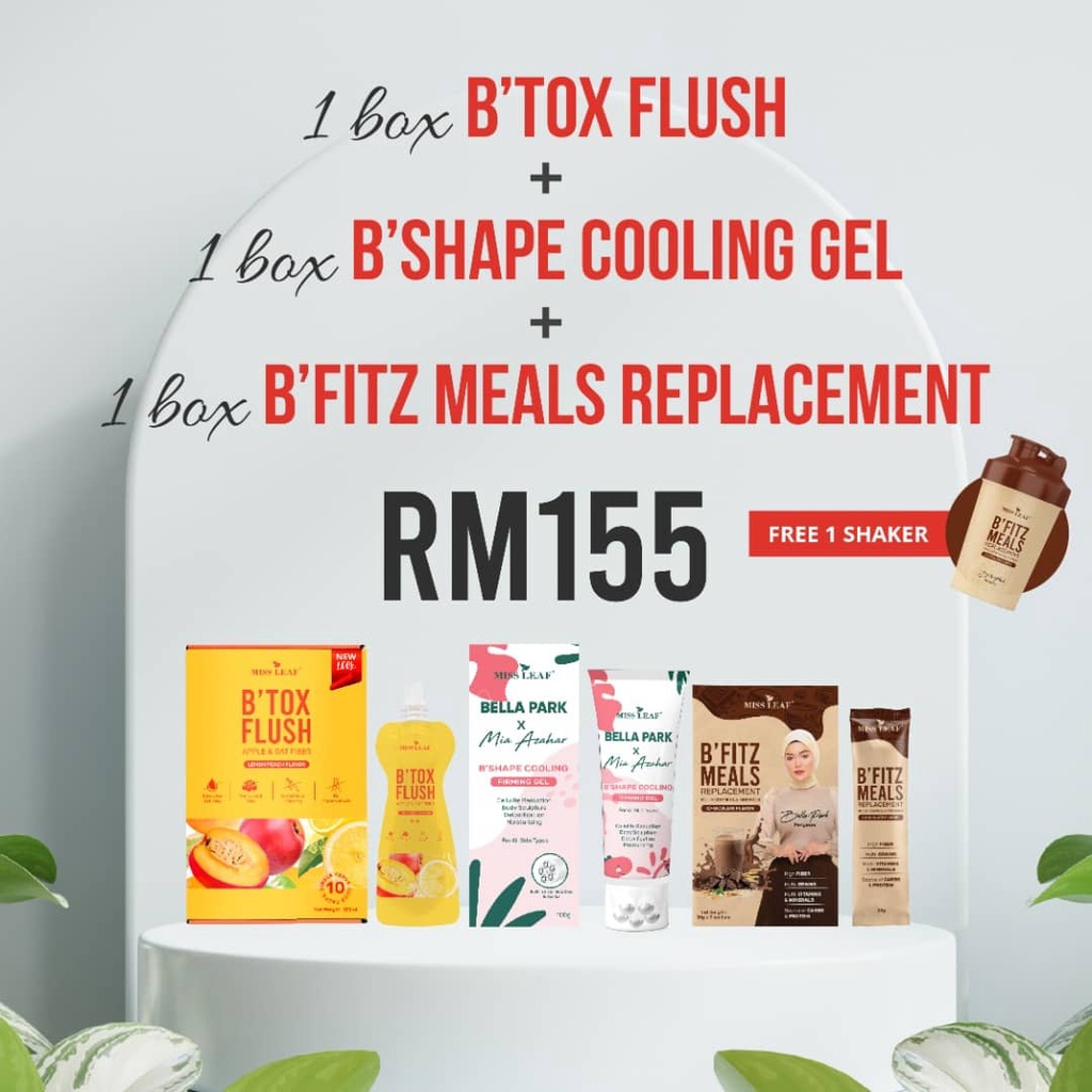 COMBO B'TOX FLUSH 10 SACHETS + B'FITZ MEALS 7 SACHETS + B'SHAPE COOLING ...