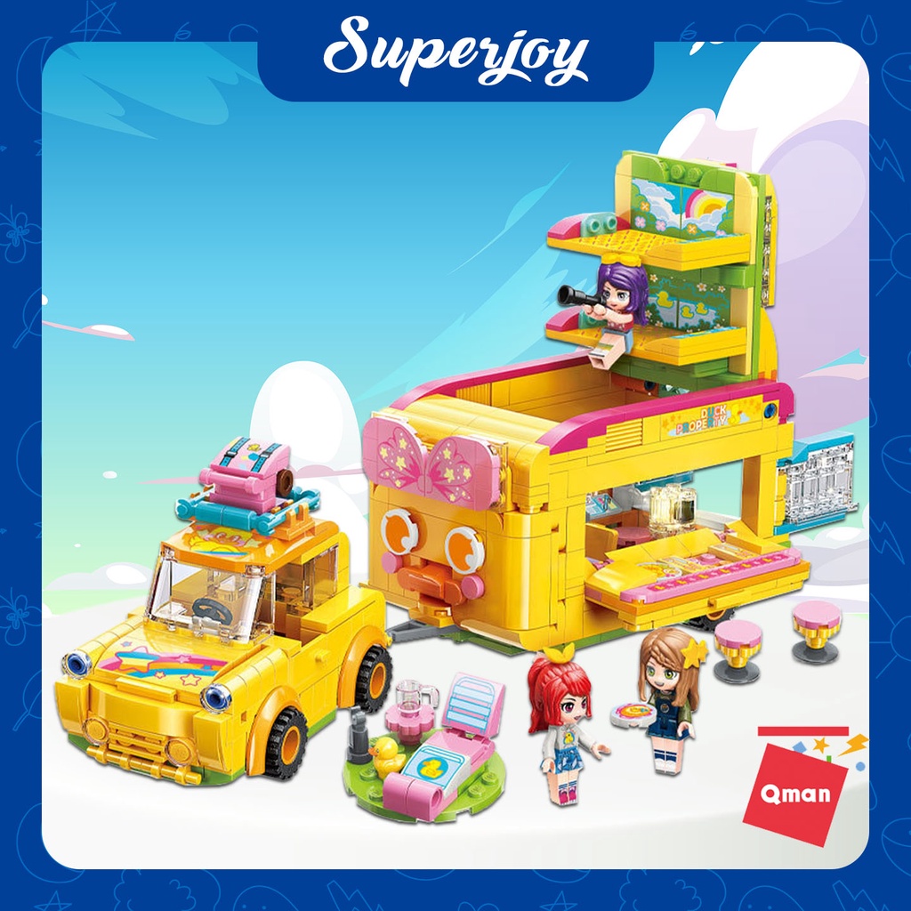 QMAN Blocks Cherry Duckling Journey Series 656pcs I Yellow Duck Touring ...