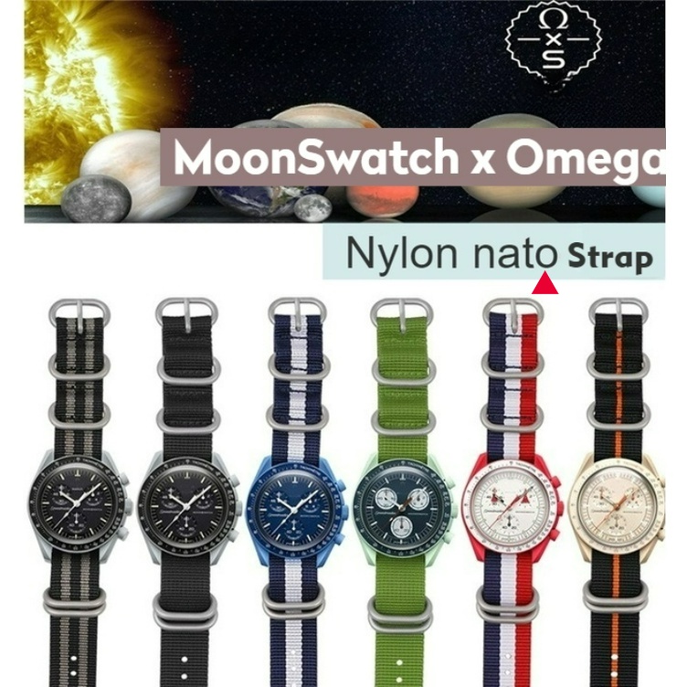 20mm ZULU NATO Nylon Strap for Omega MoonSwatch Metal Ring Buckle ...