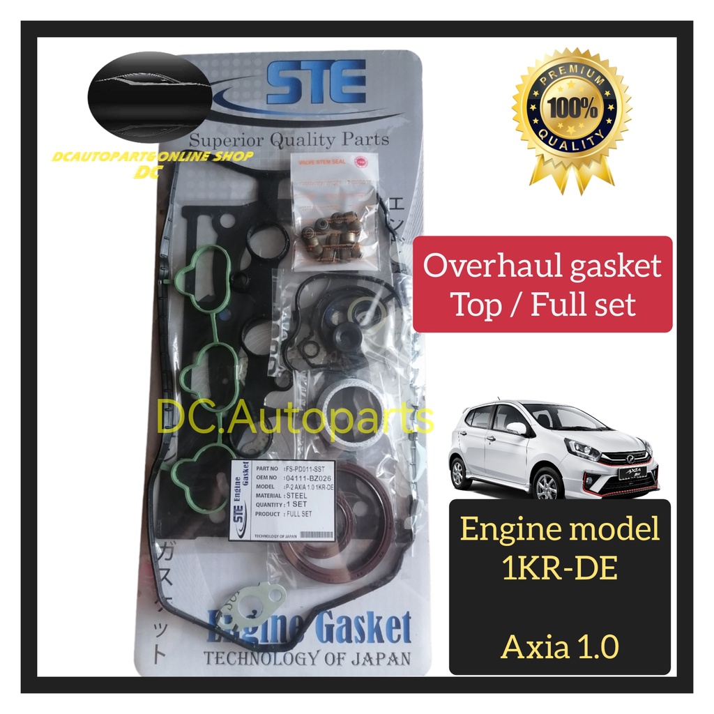 PERODUA AXIA BEZZA 1.0 1KR-DE ENGINE HEAD TOP / FULL OVERHAUL GASKET ...