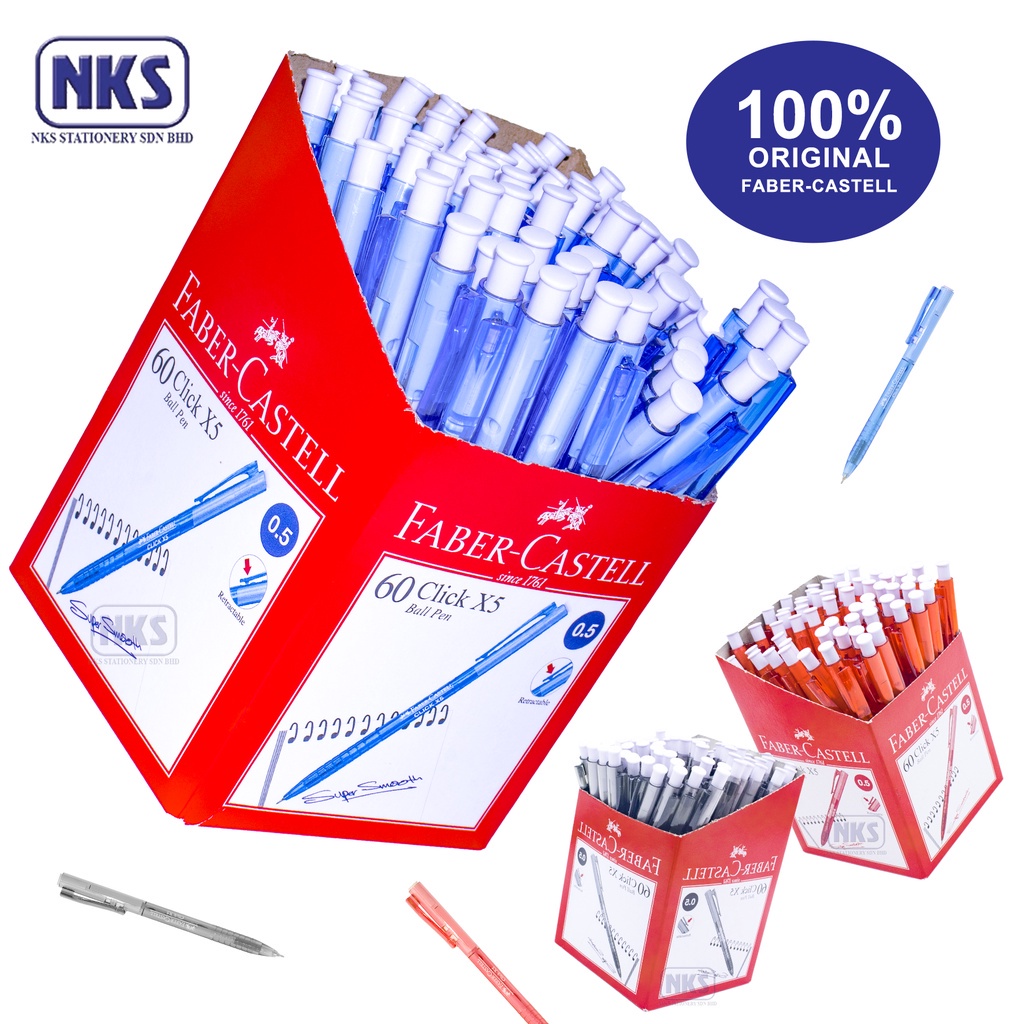 NKS *ORIGINAL* FABER CASTELL CLICK X5/X7 BALL PEN - 1 BOX (60PCS) | Shopee Malaysia