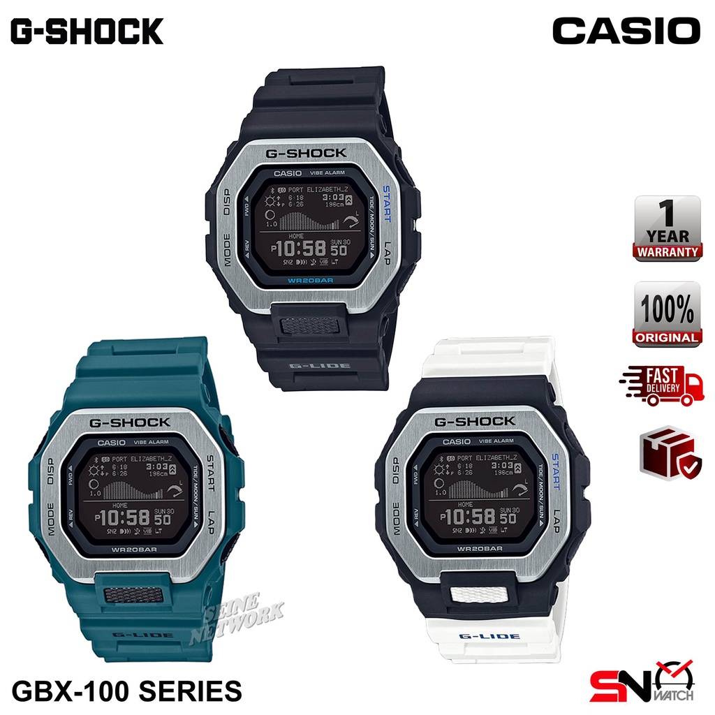Casio G-Shock GBX-100 G-LIDE Bluetooth Series Tide Graphs Digital Resin Band Men Sports Watch ...