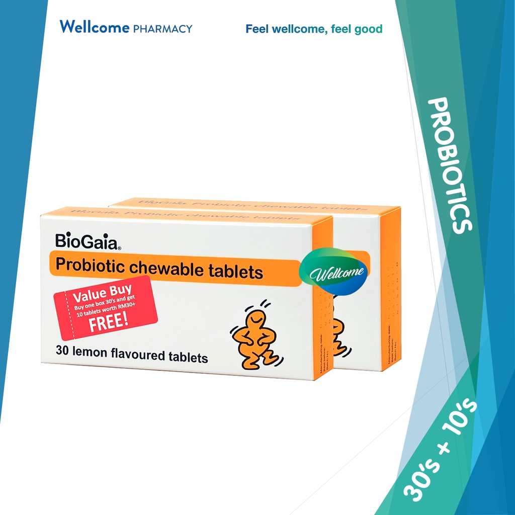 BioGaia Probiotic Chewable Tablets - Lemon Flavoured - 30's + 10's ...