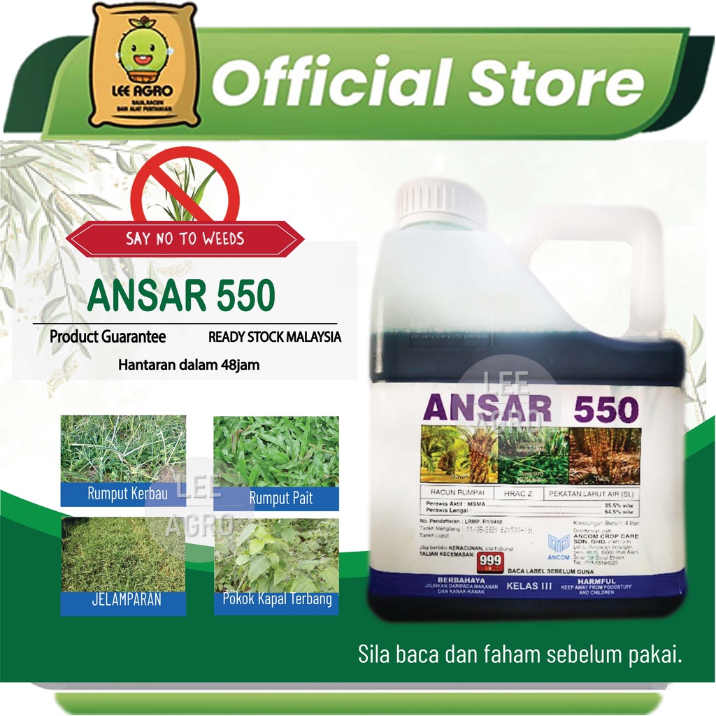 ANCOM ANSAR 550 MSMA 35.5% Racun Rumput Sentuhan/Racun Rumput Degil ...