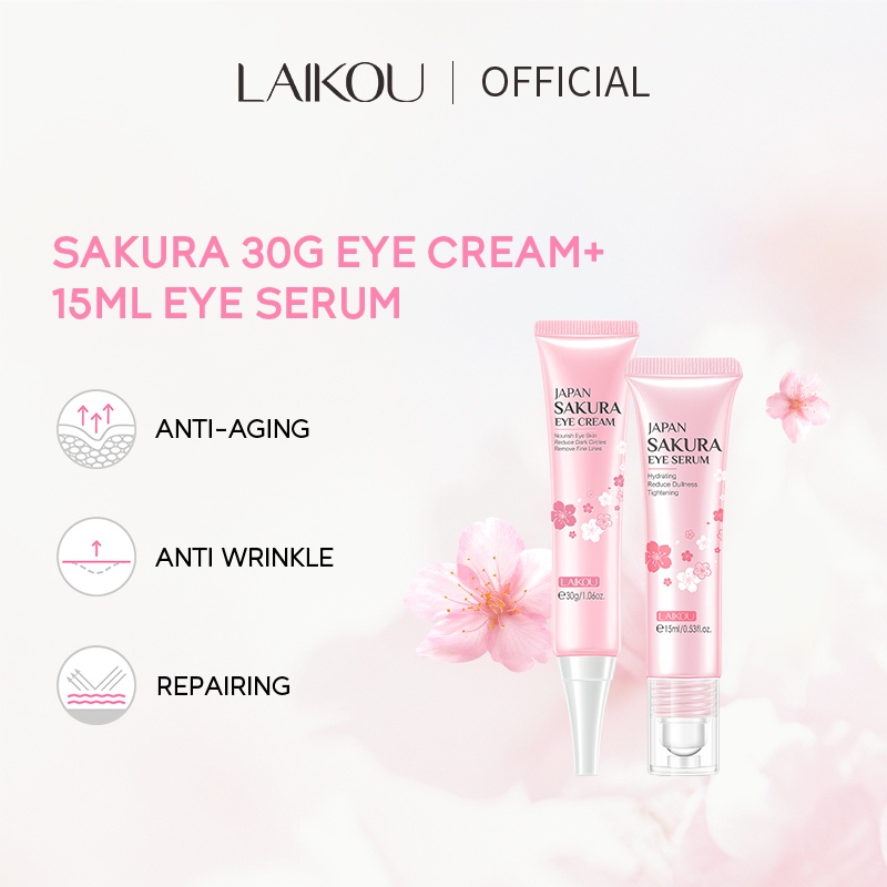 LAIKOU Japan Sakura Eye Roller Serum Eye Cream Fade Panda Eye Dark ...