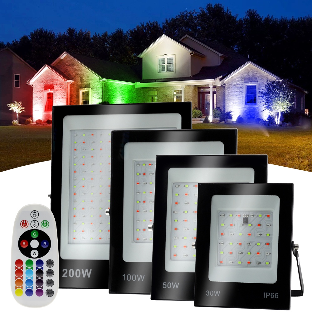 RGB LED Flood Light 100W/50W/200W 240V Spotlight Disco Lights With ...