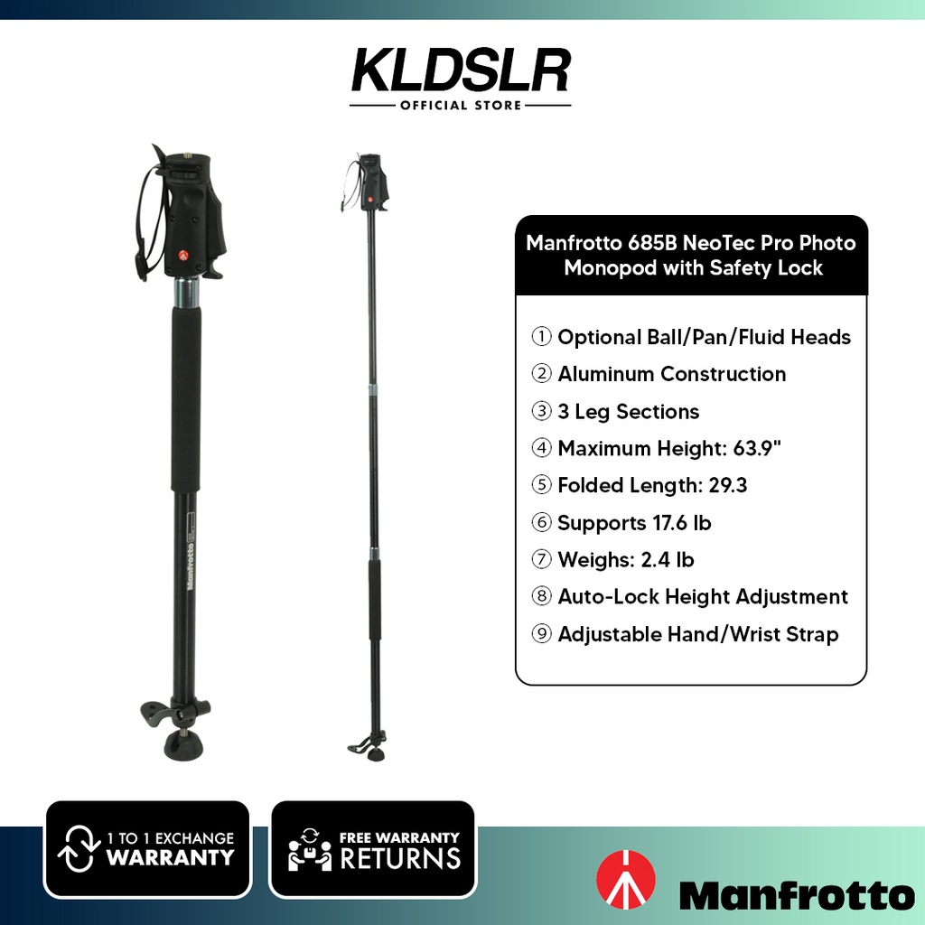 Manfrotto 685B NeoTec Pro Photo Monopod with Safety Lock | Shopee Malaysia