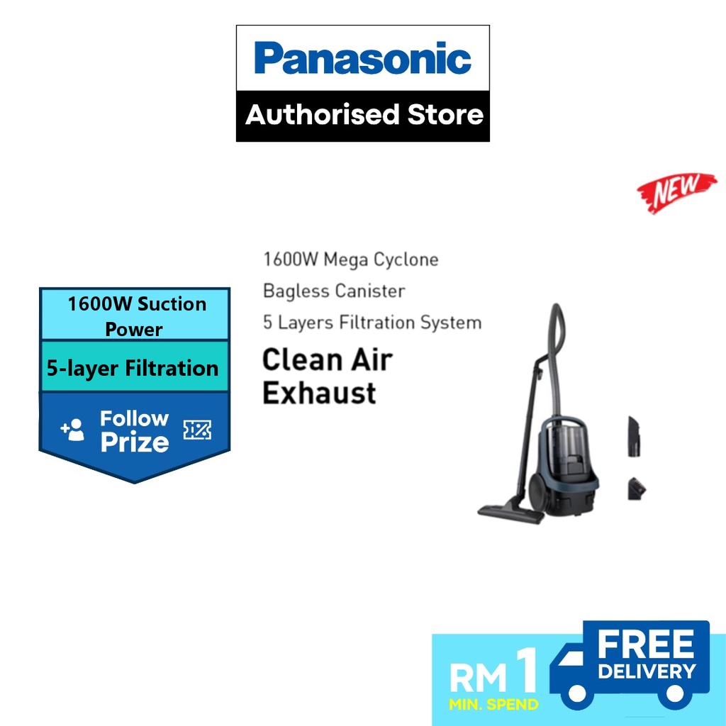 PANASONIC MC-CL601 POWERFUL 1600W CYCLONE BAGLESS CANISTER VACUUM ...
