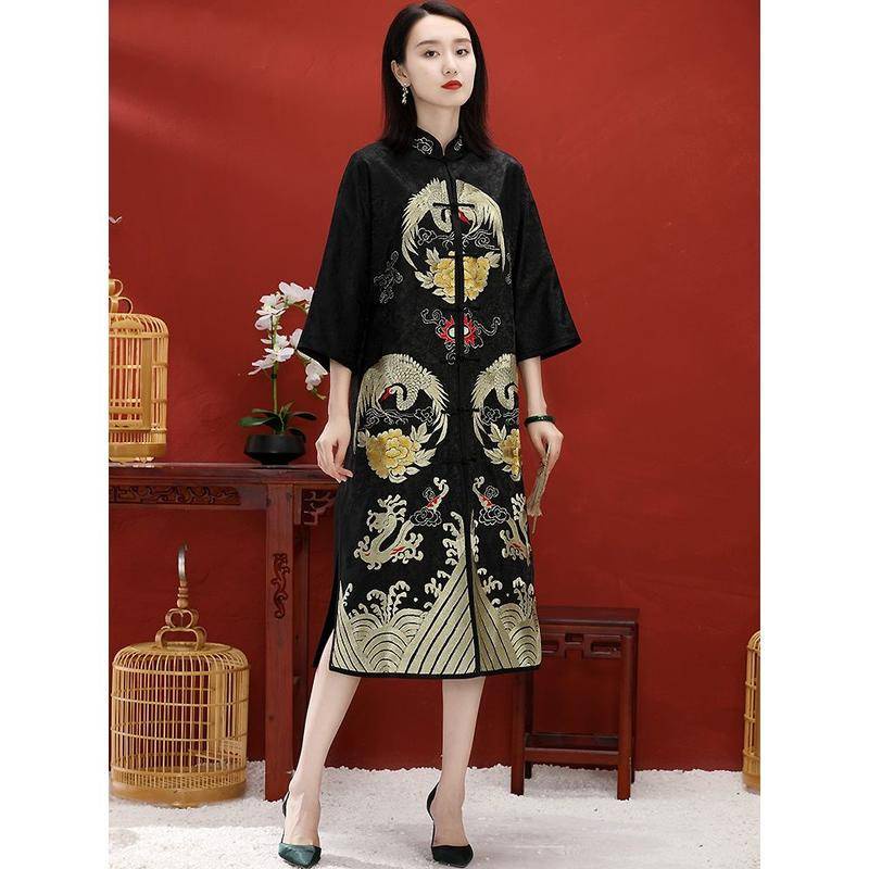 Chinese style coat Women's Chinese style Chinese knot button embroidery ...