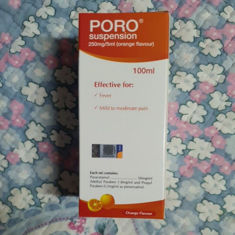 Poro Suspension 250mg/5ml 100ml (Orange Flavour)(Expiry Date:08/2024 ...
