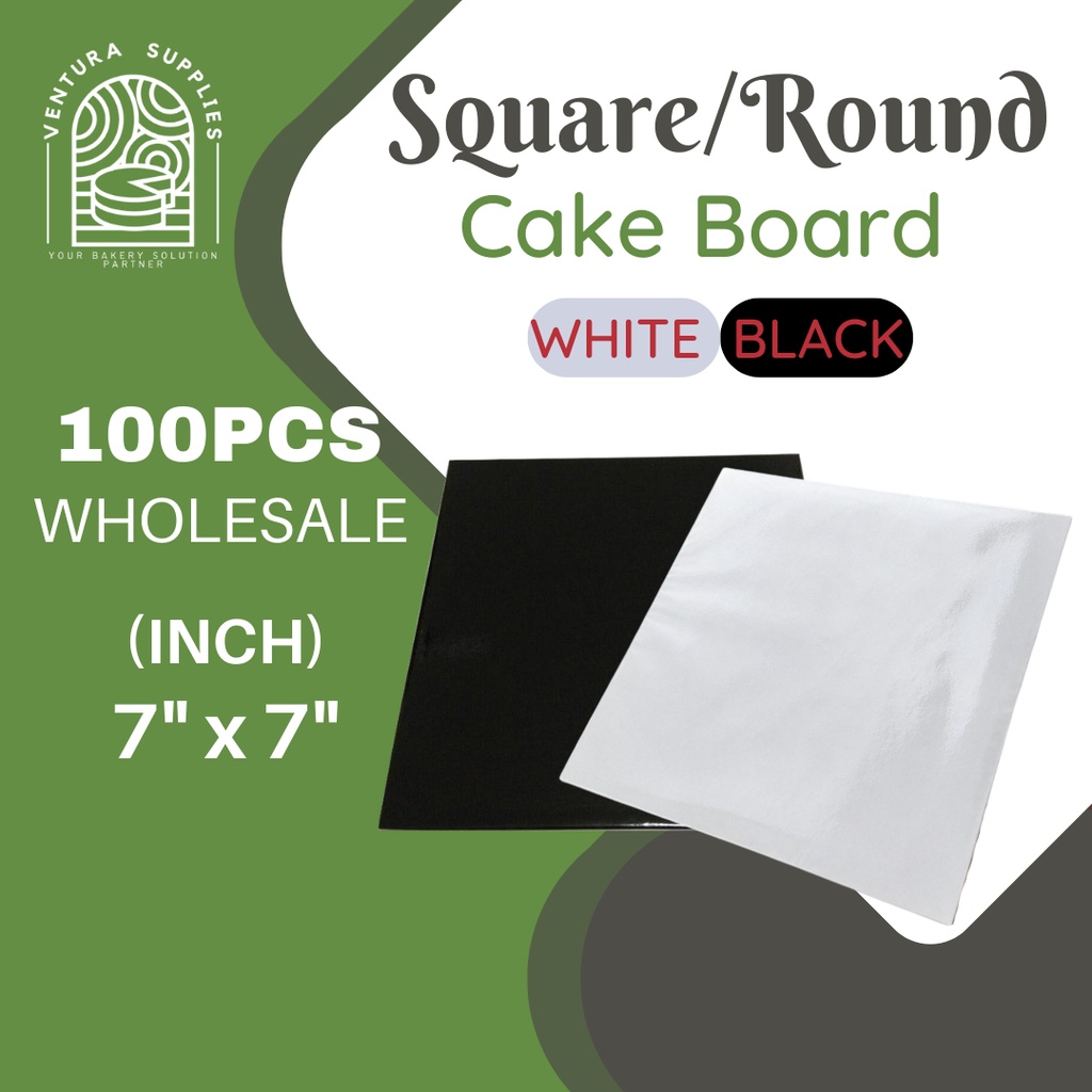 (WHOLESALE) 7 INCH SQUARE ROUND Cake Board / Papan Kek PETAK BULAT ...