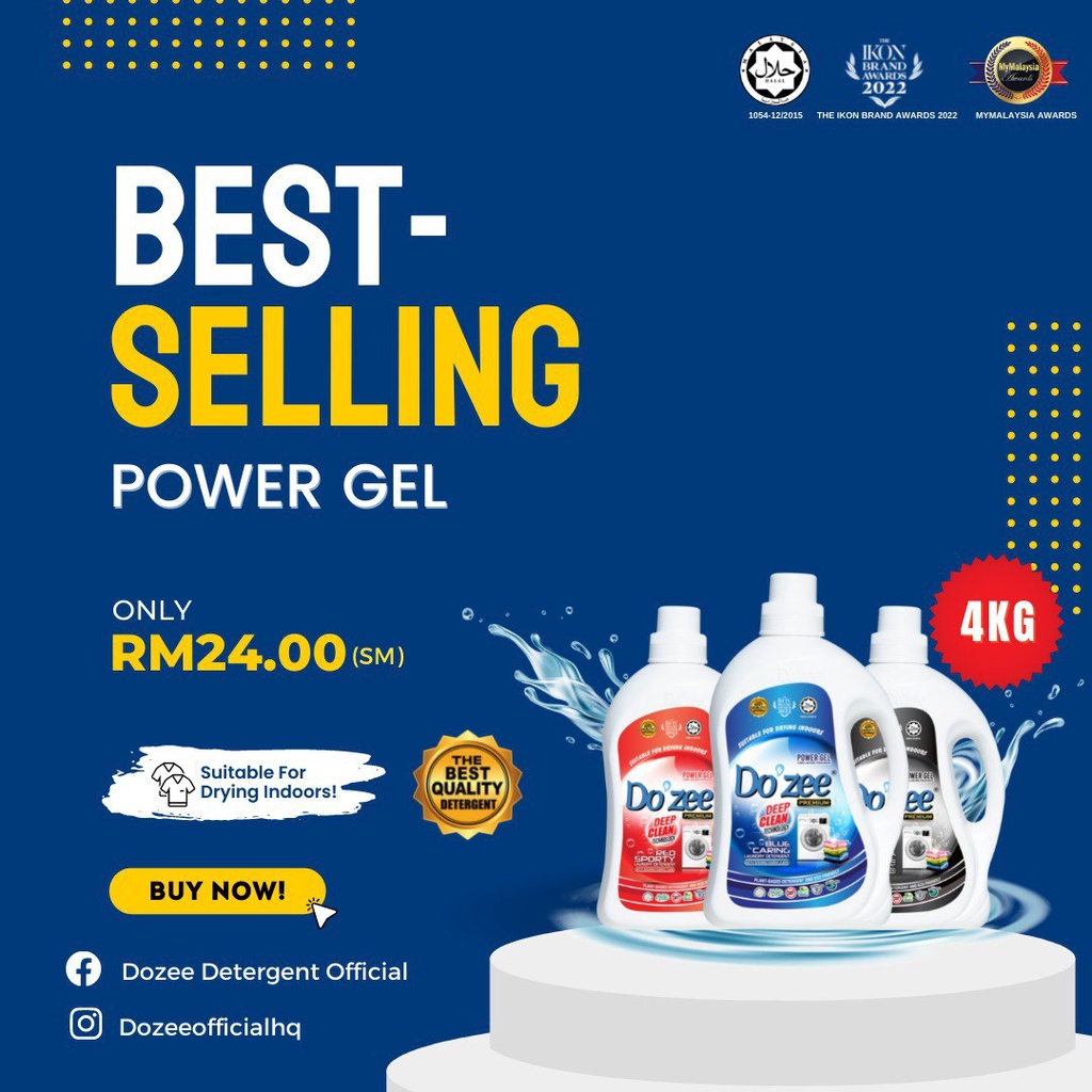 Dozee Power Gel Laundry Detergent Red Sporty 4KG [Sabun Basuh HALAL 4 ...