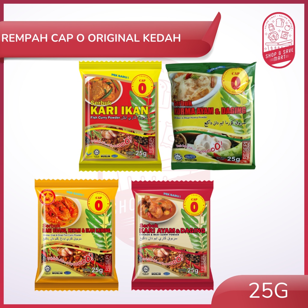 Cap O Rempah Original Kedah - 25g (Flavor: Kari Ayam / Kari Ikan / Korma Ayam & Daging / Kari ...