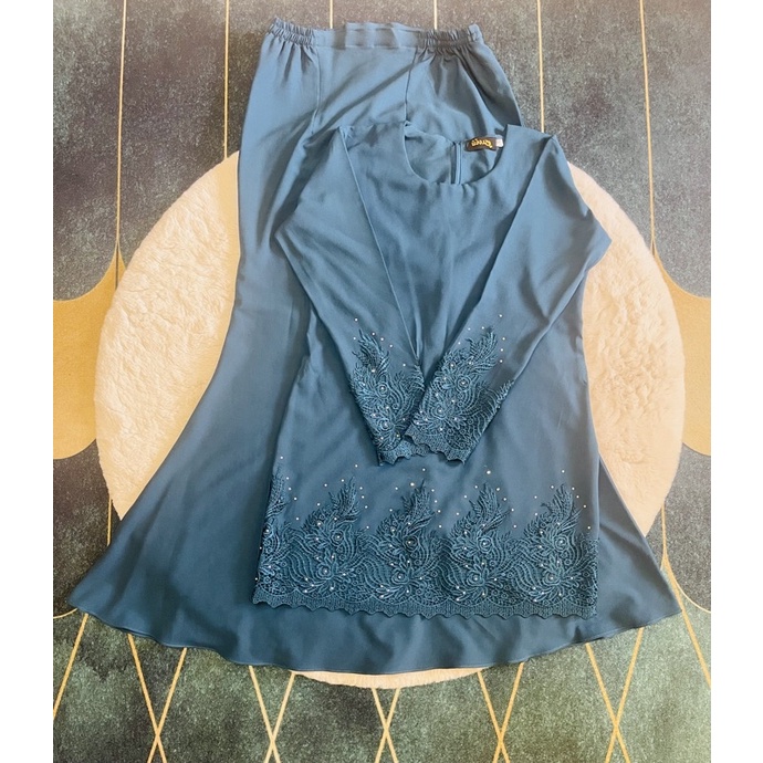 Kurung Moden Lace Kain Duyung Emerald Green Pre Loved Shopee Malaysia