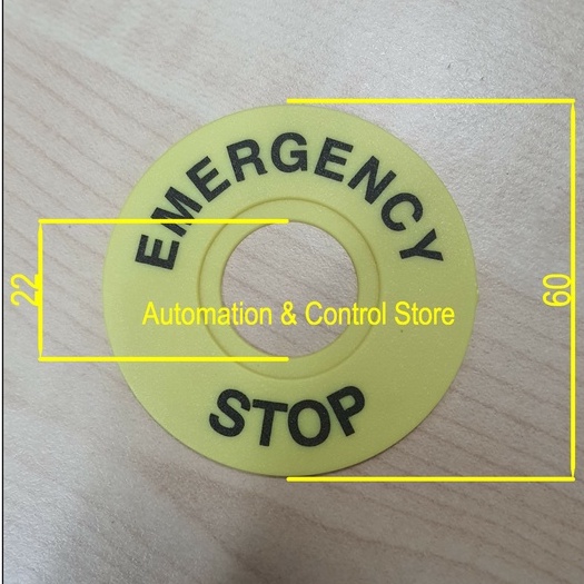 EMERGENCY STOP NAMEPLATE| ID 22mm|OD 60mm | Shopee Malaysia