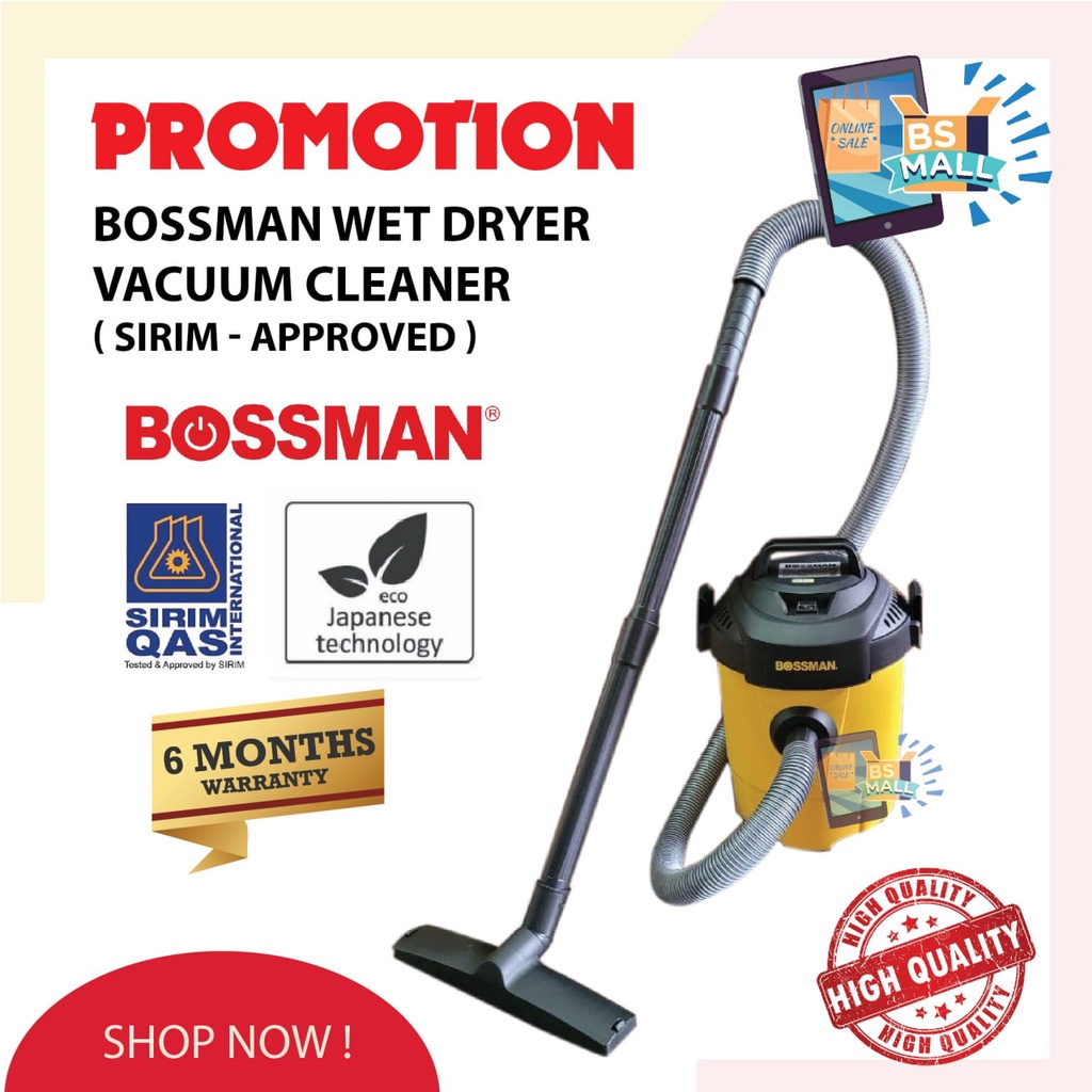 BS MALL 2 IN 1 Vacuum Wet & Dry Vacuum Cleaner 12L BOSSMAN 1200w Max ...