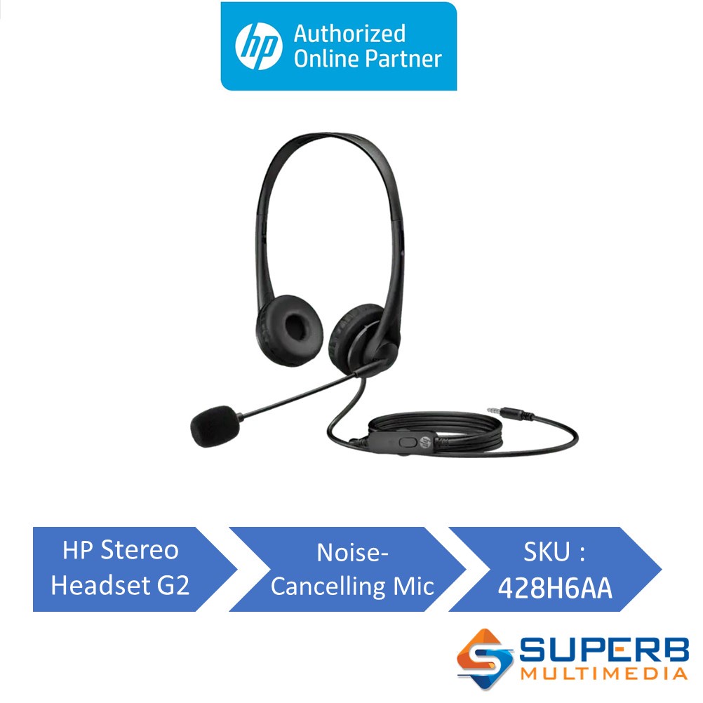 HP 3.5mm Stereo Headset G2 [428H6AA] | Shopee Malaysia