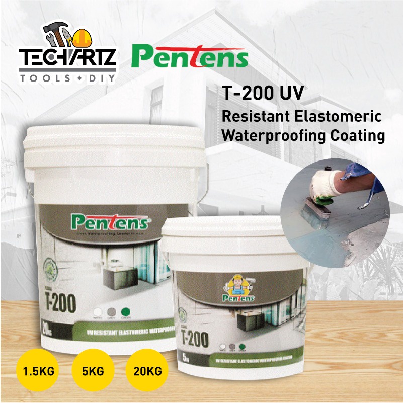 PENTENS 5KG T-200 UV RESISTANT ELASTOMERIC WATERPROOFING COATING / PU ...