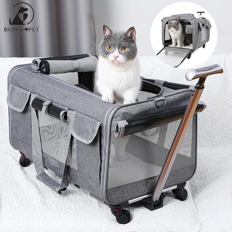 Pet Trolley Case Detachable Universal Wheel Breathable Foldable Large ...