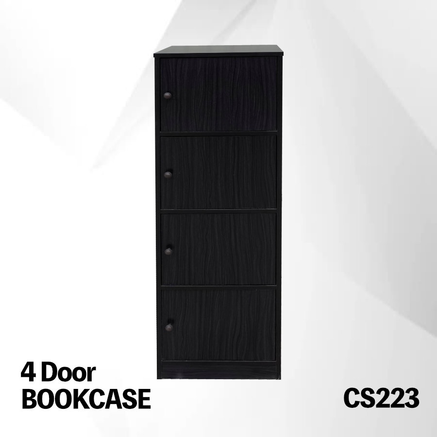 4 Door Book Shelf Bookcase Black Brown Shelves Door Rak Buku 4 Pintu ...