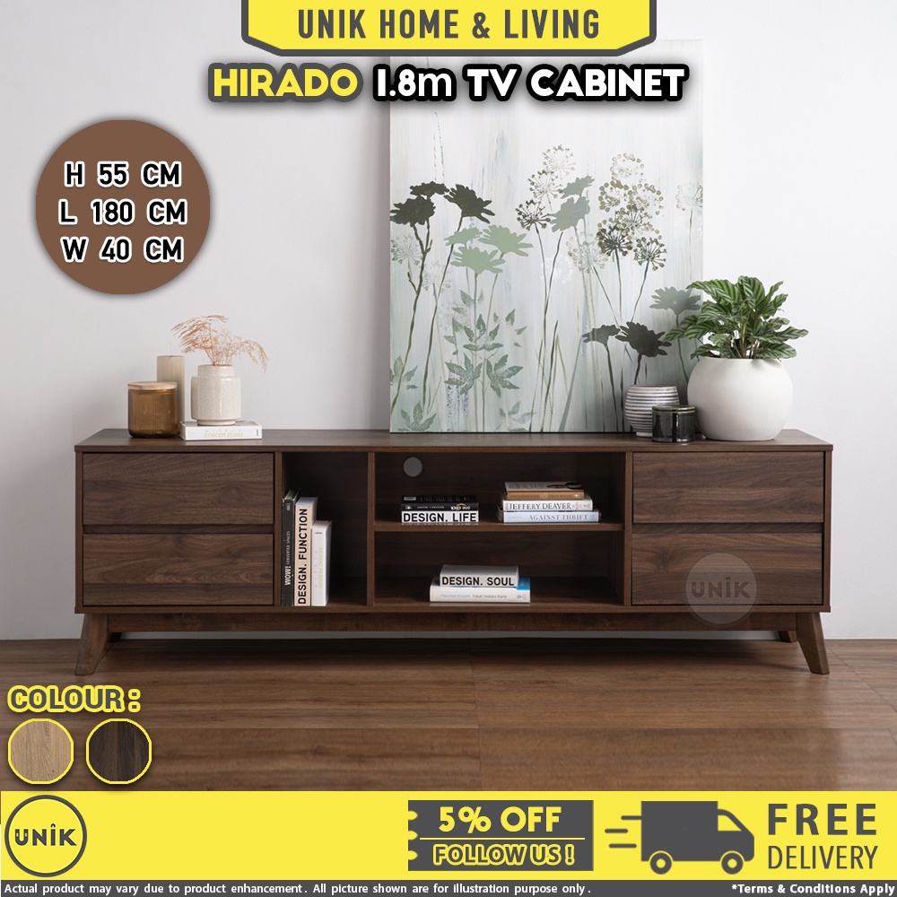 [UNIK] Hirado 1.8m TV Hall Cabinet Console with Wooden Leg | Kabinet ...