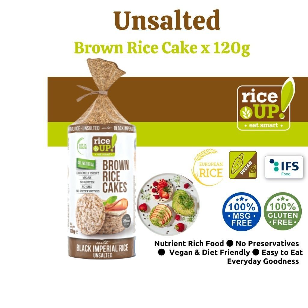 RiceUP Unsalted Whole Grain Brown Rice Crunchy Cakes Gluten Free (120g ...