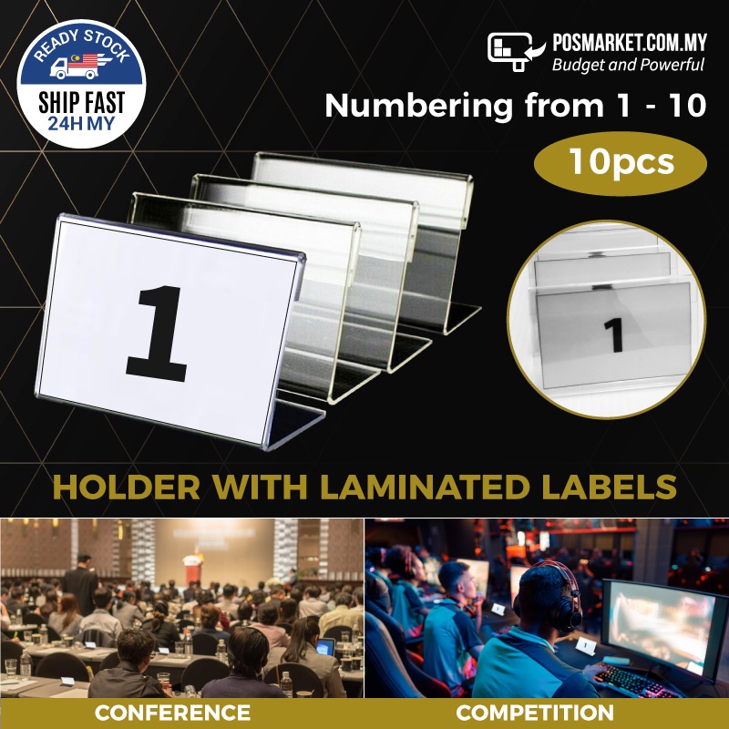 Mini Acrylic Table Numbering Display Holder Name Card Price Tag Label ...