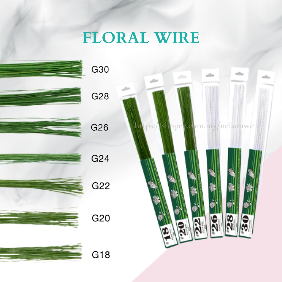 DAWAI BUNGA FLORAL WIRE / DAWAI BUNGA / DAWAI HIJAU / DAWAI PUTIH ...