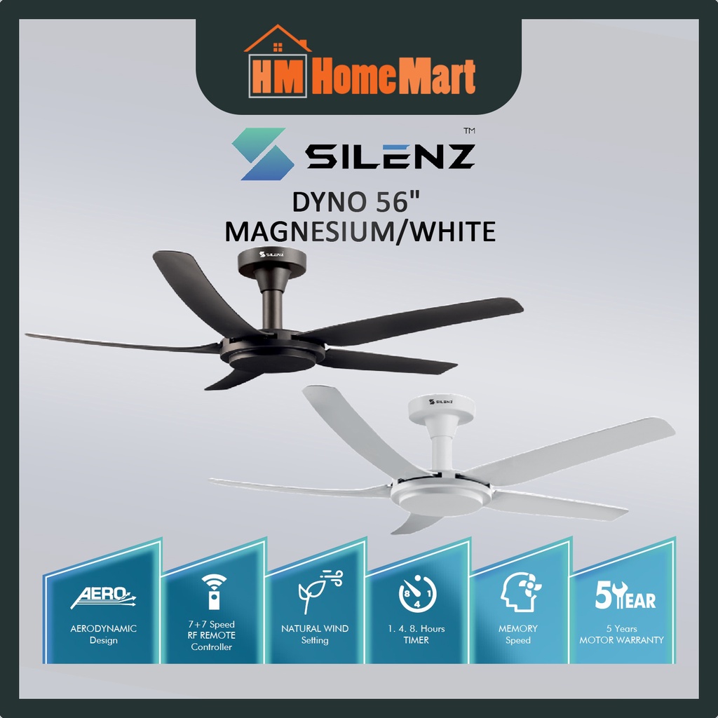 (FREE GIFT) SILENZ DYNO 56" DC Motor Remote Ceiling Fan (Magnesium ...