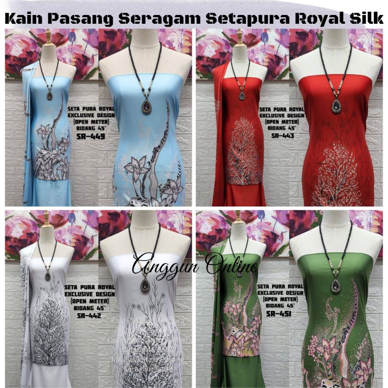 Kain Pasang Corak Batik /Setapura Royal Silk Exclusive /Kain Open Meter Bidang 45 /Seragam Batik ...