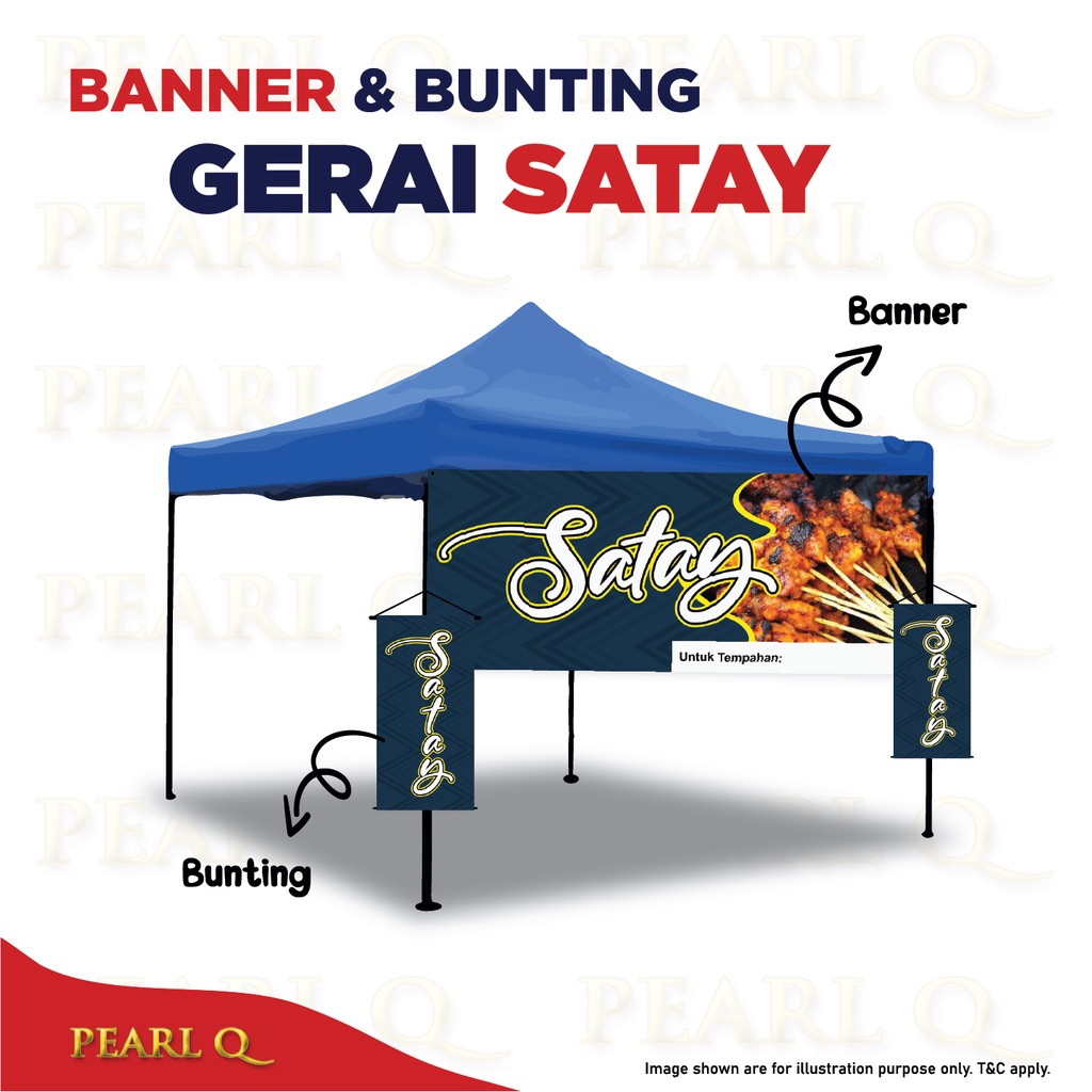 Banner Gerai Makanan Satay Ayam Daging Kambing Pasar Malam Bunting ...